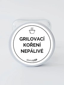Samolepka na kořenky GRILOVACÍ KOŘENÍ NEPÁLIVÉ bílá 5 cm tučné písmo