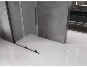 Mexen Velar L, posuvná sprchová zástěna Walk-in 100 x 200 cm, 8mm sklo námraza, černá matná, 871-100-003-33-70