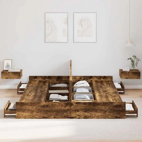Rám postele s úložným prostorem s čelo Kouřový dub 200 x 200 cm 3335265