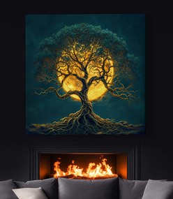Obraz na plátně - Strom života Zářivý úplněk FeelHappy.cz Velikost obrazu: 120 x 120 cm
