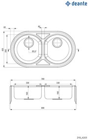 Deante Dřez Duet 2 komory, nerez - ZYD 0203