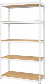 Akce 10x Regál 183x40x40 cm lakovaný 5-policový, nosnost 100 kg, RIVET - bílý