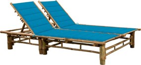 vidaXL Zahradní lehátko pro dva s poduškami bambus [3063948] Barva: Modrá