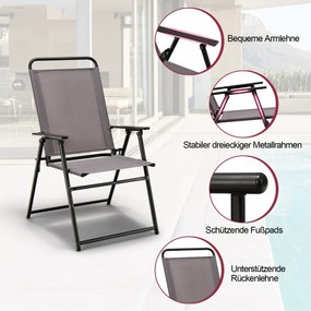 Costway Sada 2 zahradních židlí skládací balkonová židle s područkami skládací