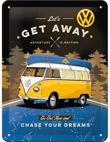 Postershop Plechová cedule: VW Bulli Let's Get Away (Night) - 15x20 cm