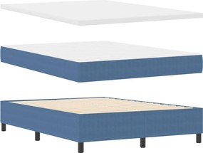 Postel s boxspringem Modrá a bílá 140 x 190 cm Žebrovaná látka 3337465