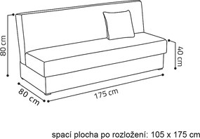 Pohovka Adela MINI | 175 cm | rozkládací + úložný prostor | enjoy 24 šedá grafitová