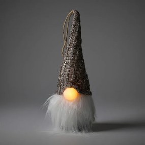 Závěsný vánoční skřítek s LED – tmavě šedý 19 cm