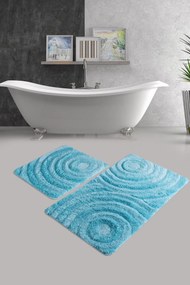 L´essentiel Maison Koupelnová předložka, akrylát, Set 2 ks Wave - Turquoise, Tyrkysová