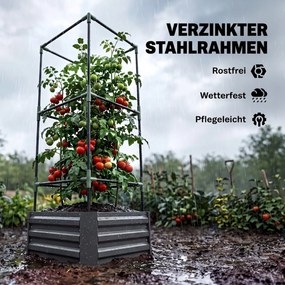 Outsunny Vyvýšený záhon s mříží Truhlík na rostliny s podpěrou pro popínavé rostliny, otevřená základna, odolný proti povětrnostním vlivům, 61 cm x 1…