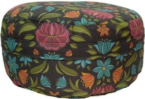 S radostí - vlastní výroba Meditační polštář Lidové květy - tmavé Velikost: ∅35 x v18 cm