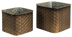 2ks zlatý antik dekorační obal na květináč – 20x20x17 / 18x18x14 cm