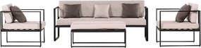 Sensum Skepparholmen Set lounge nábytku, 4 ks, hliník, černý