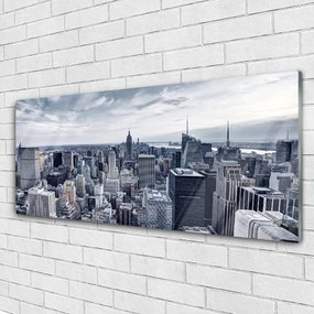 akrylový obraz Město Domy 125x50 cm