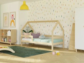 Benlemi Dětská dřevěná postel domeček SAFE 3v1 se zábranou Zvolte barvu: Světle modrá, Zvolte rozměr: 90x160 cm, Zvolte zábranu: S jednou zábranou