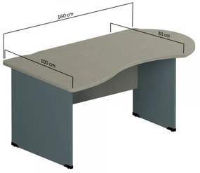 Rohový stůl Manager, levý 160 x 100  / Bříza