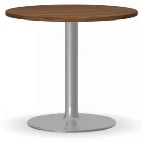 Konferenční stolek ZEUS II, průměr 600 mm, chromovaná podnož, deska ořech