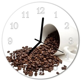 Skleněné hodiny kulaté Kávový hrnek fi 30 cm