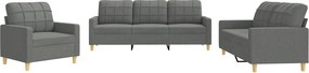 3dílná sedací souprava s poduškami tmavě šedá textil 3201243