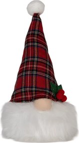 Vánoční svítící dekorace skřítek Gnome LED v kárované čepici - 10*10*25 cm/ 3AA