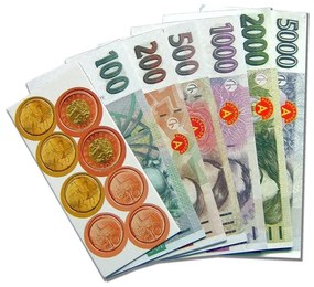 Alexander Dětské peníze - České koruny - bankovky s mincemi
