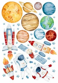 Gario Dětská nálepka na zeď Solar system - planety, astronauti, satelit a rakety Rozměry: L