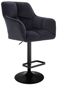 LuxuryForm DESIGN Barová židle AMALFI VELUR na černé kulaté podstavě - černá