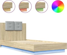 Rám postele s čelem a LED osvětlením dub sonoma 90 x 200 cm 3210033