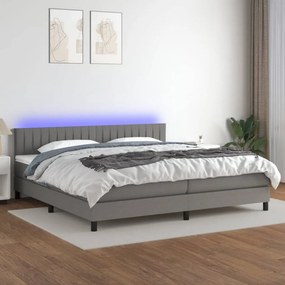 Box spring postel s matrací a LED tmavě šedá 200x200 cm textil 3133342