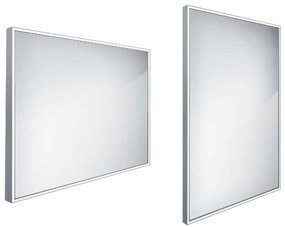 Nimco - Zrcadlo s LED osvětlením, 90x70 cm, hranaté, aluminium ZP 13019