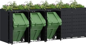 Úložný box na 5 popelnic Černá 340 x 77,5 x 121,5 cm 3394741