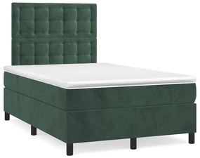 Box spring postel s matrací a LED tmavě zelená 120x190 cm samet 3270338