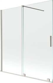 Mexen Velar, 2-křídlová posuvná vanová zástěna 150 x 150 cm, 8mm čiré sklo, broušená ocel, 896-150-000-01-97