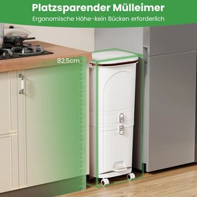 Costway 42 L kuchyňský odpadkový koš s víkem 3patrový třídicí koš s 2