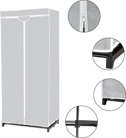 Costway Barevná šatní skříň látková s šatní tyčí – 75 × 50 × 170 cm, šedá