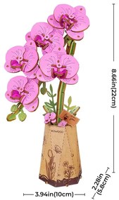 RoboTime 3D dřevěná skládačka Fialová orchidej