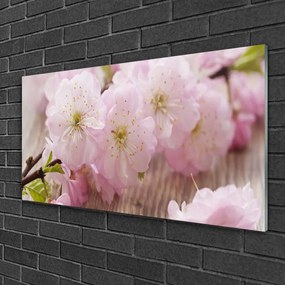 Obraz na skle Větve Květiny Plátky Příroda 100x50 cm