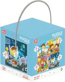 DODO Puzzle Můj den 4v1 / 12, 16, 20, 24 dílků / 22 x 22 cm