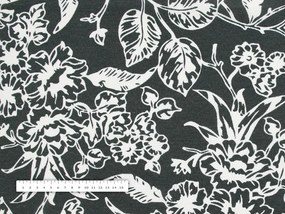 Biante Dekorační běhoun na stůl PML-105 Bílé květiny na černém 35x120 cm