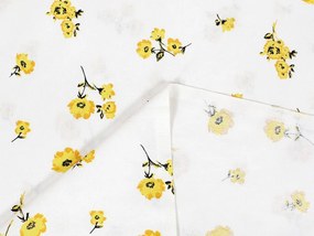 Biante Bavlněný závěs Sandra SA-084 Žluté květiny na bílém 135x150 cm