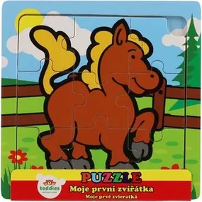 TEDDIES Dřevěné puzzle Moje první zvířátka Koník / 9 dílků