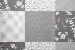 Povlečení oboustranné selského stylu se vzorem patchworku a ornamentu šedé barvy 1x 240/200, 2x 90/70