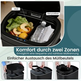 Costway 68 L Automatický odpadkový koš se senzorem a dvouzónový inteligentní