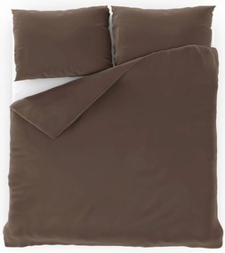 Saténové bavlněné prodloužené povlečení LUXURY COLLECTION 140x220, 70x90cm tmavě hnědé