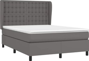 Box spring postel s matrací šedá 140x200 cm umělá kůže 3129037