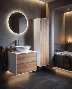 Aqualine Aqualine, ZANYA vysoká skříňka 35x140x30cm, bílá mat/dub emporio, ZA140