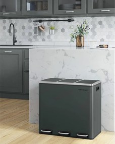 Koš na třídění odpadu SORT 54 l (3×18 l), antracitová/stříbrná SongmicsHome
