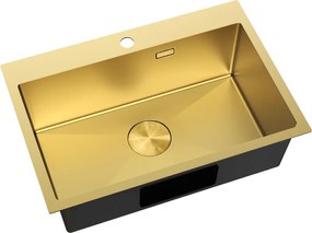 Mexen Solix, 1-komorový nerezový dřez 650 x 450 mm, broušená zlatá, 6403651000-55