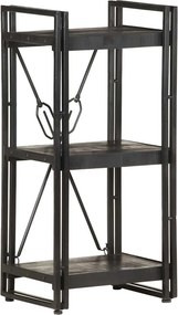 Knihovna se 3 policemi černá 40 x 30 x 80 cm masivní mangovník 320625