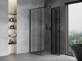 Mexen Mist T, sprchový kout s křídlovými dveřmi, pravý, 90 x 90 cm, 8mm čiré sklo, černý profil, 8A4T-090-090-70-70-P
